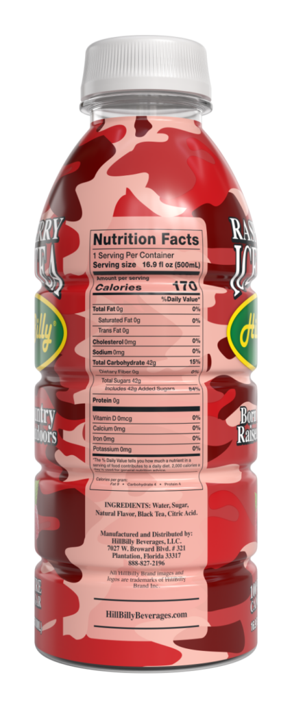 HillBilly Raspberry Iced Tea 16.9oz - HillBilly Beverages
